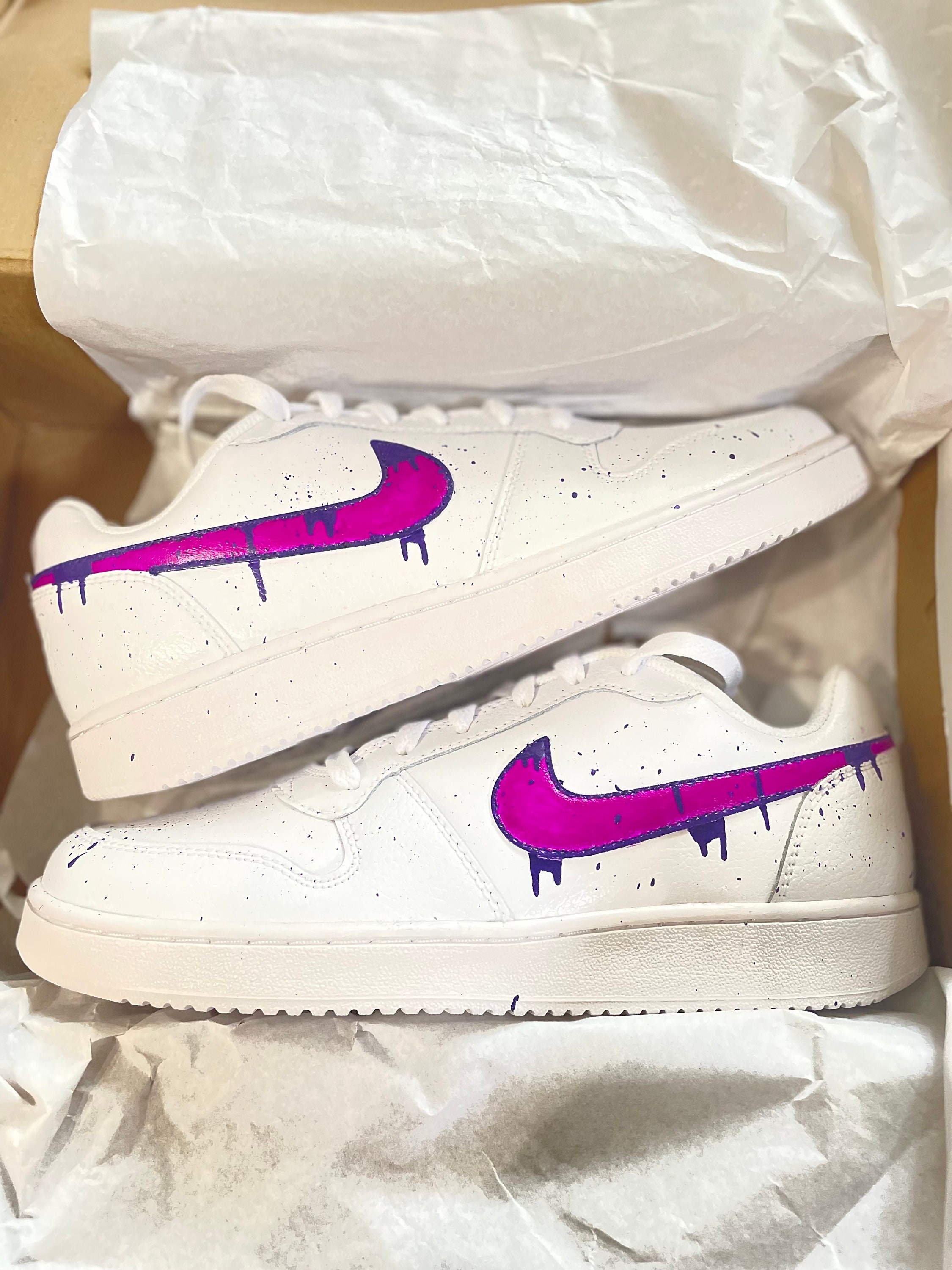 Custom Nike Hand Painted Shoes. Red-black Drip, Ebernon Lows With ...