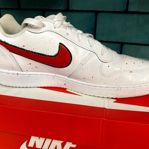 Custom Nike Hand Painted Shoes. Red-black Drip, Ebernon Lows With ...
