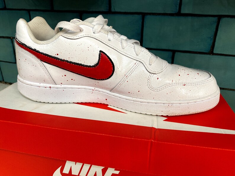 Custom Nike Hand Painted Shoes. Red-black Drip, Ebernon Lows With ...