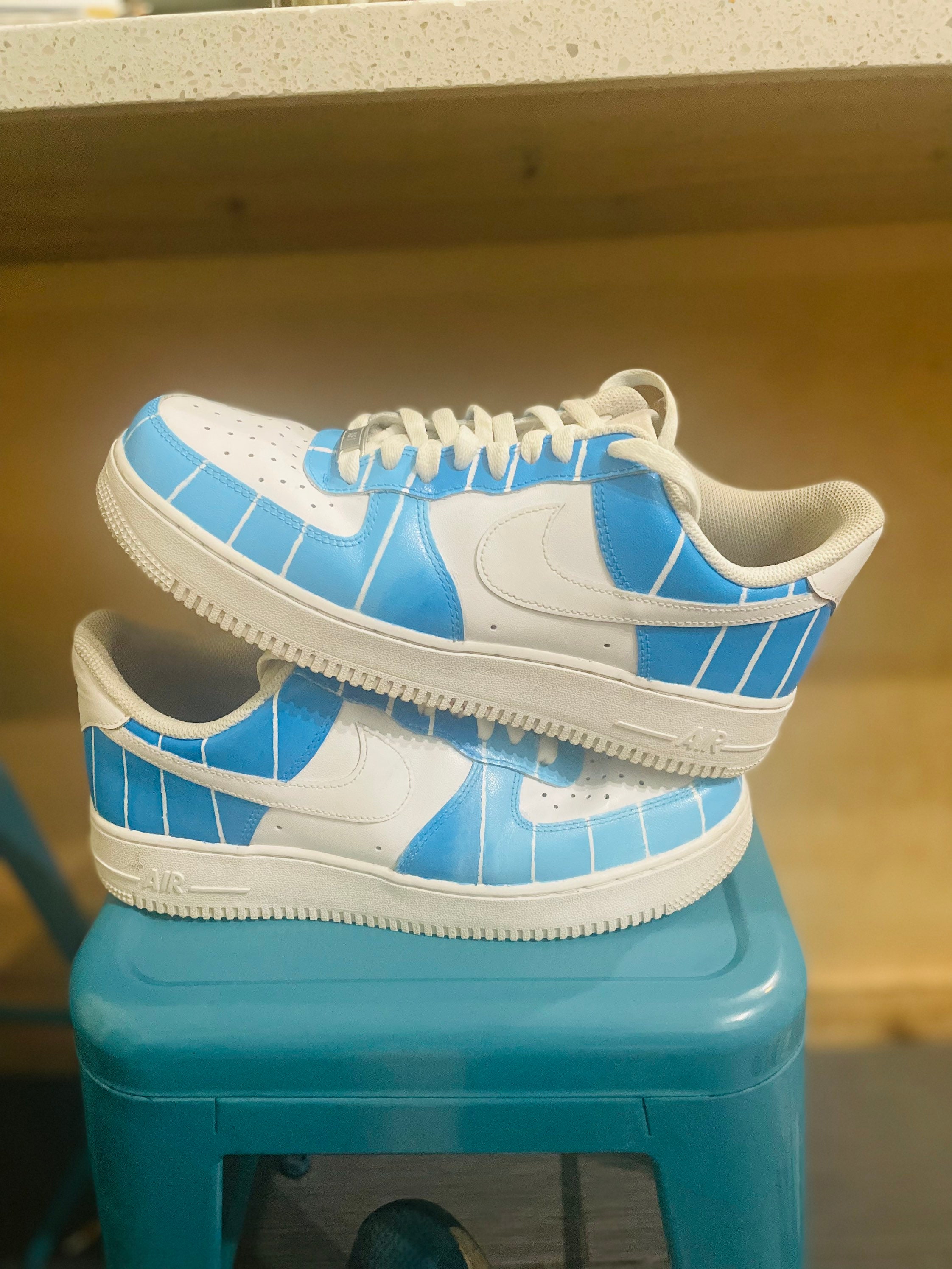 Custom Pale Blue Af1. Nike Hand Painted Air Force One - Etsy