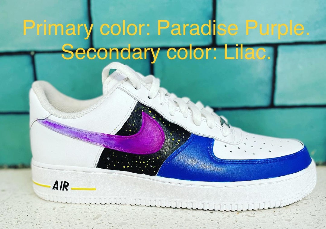 Custom Air Force One, Blue Galaxy Painted Af1 With Splatter. - Etsy