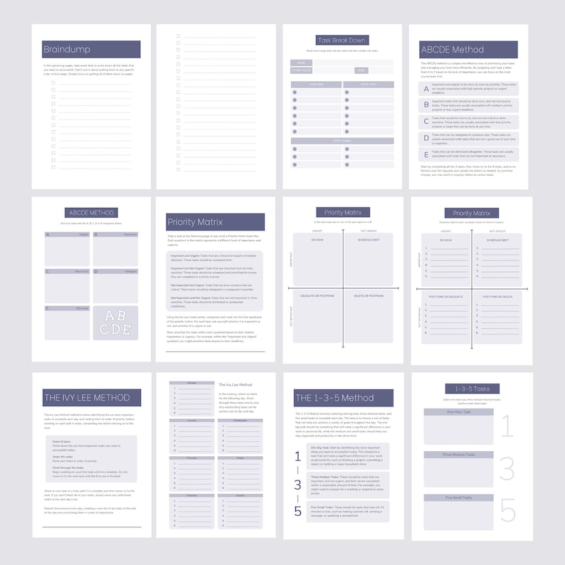 Task Prioritisation Bundle With ABCDE Method, Priority Matrix, Ivy Lee ...