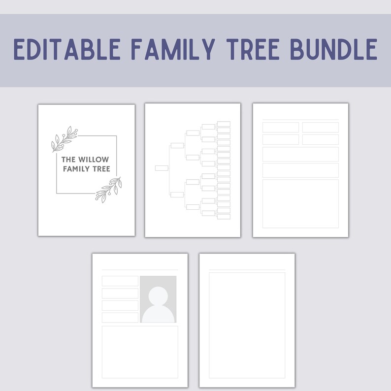 Editable Family Tree Template Pages Pedigree Chart and Individual ...
