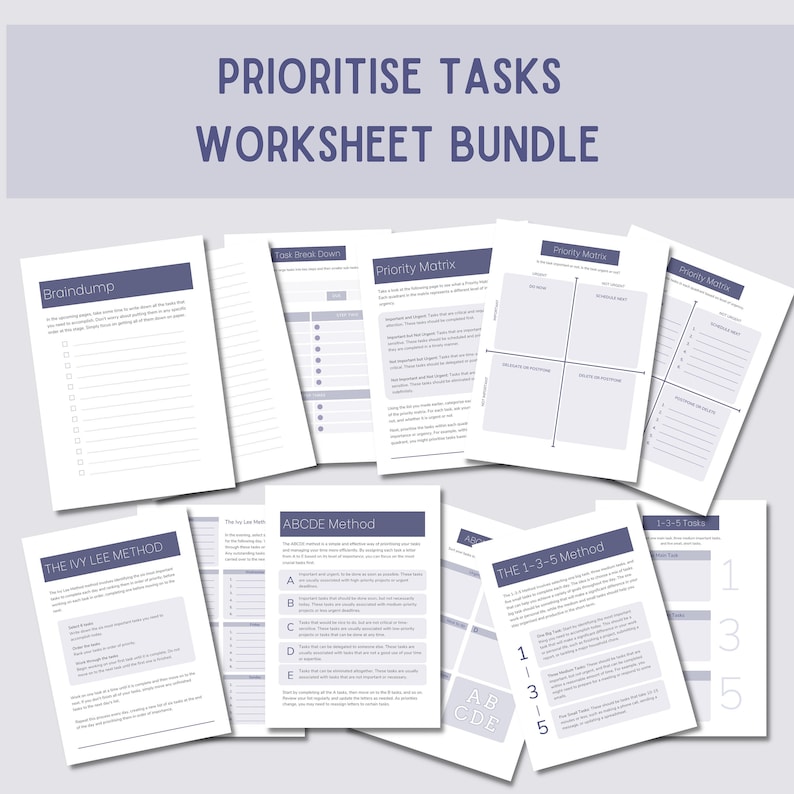 Task Prioritisation Bundle With ABCDE Method, Priority Matrix, Ivy Lee ...