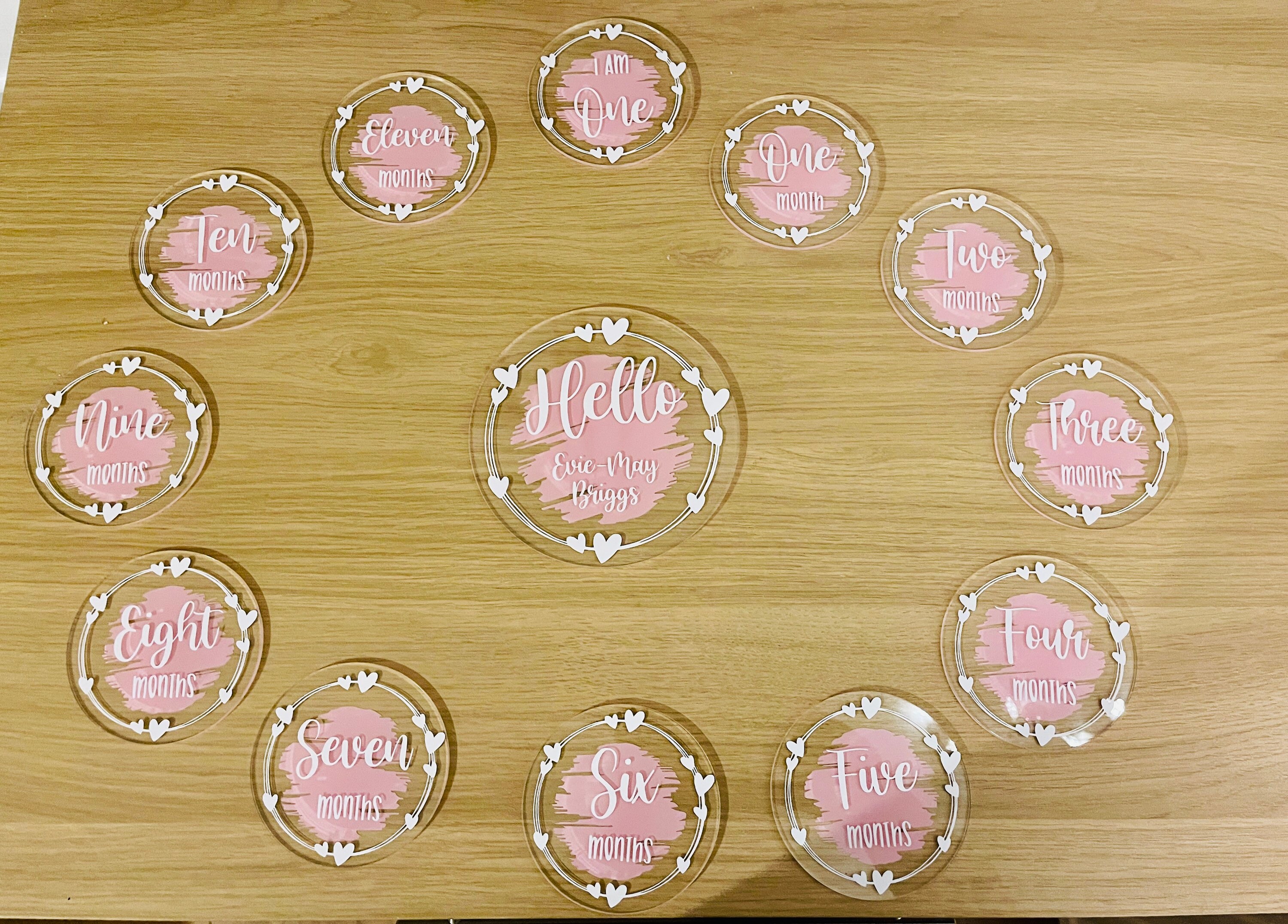 Personalised Baby Announcement Disc Girl Baby Milestone Disc - Etsy