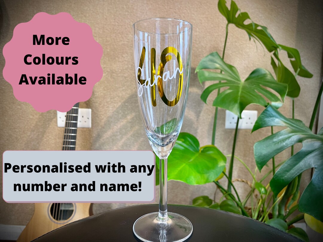 40th Birthday Glass, 40th Gift Ideas, 40th Birthday Champagne Flute ...