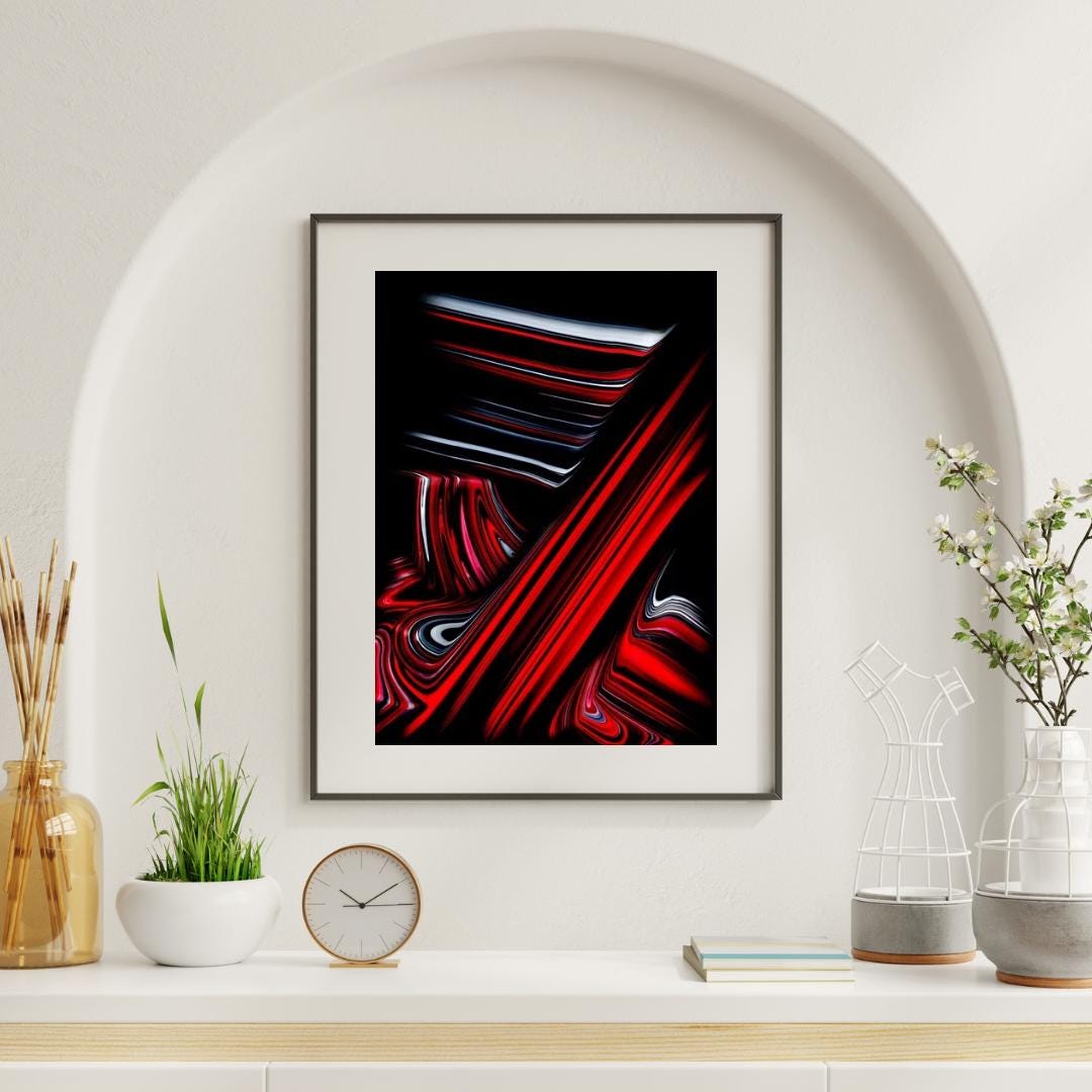 Red & Black Abstract Art, Scribble Print, Printable Wall Art, Abstract ...