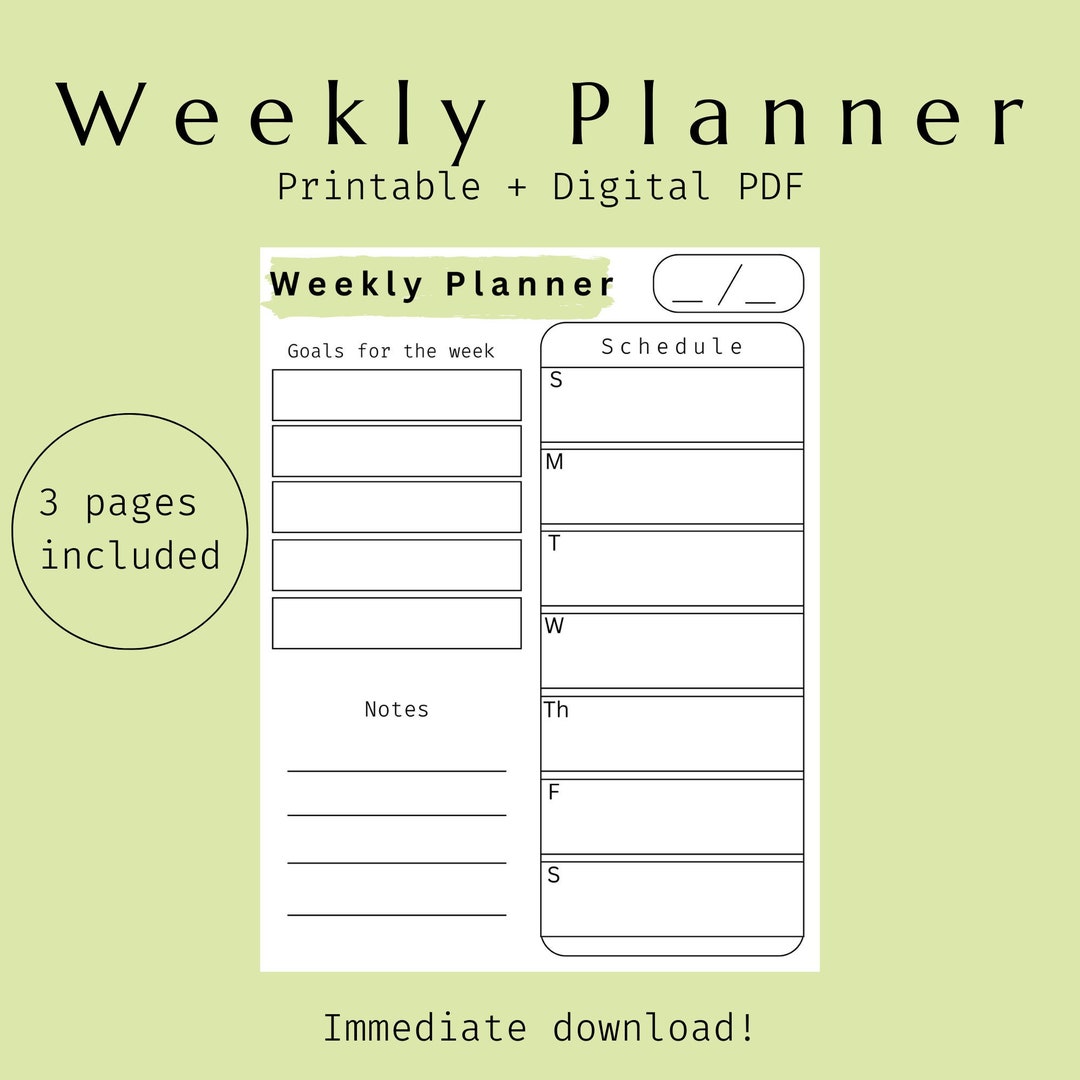Weekly Digital/printable Planner, Immediate Download, iPad Planner ...