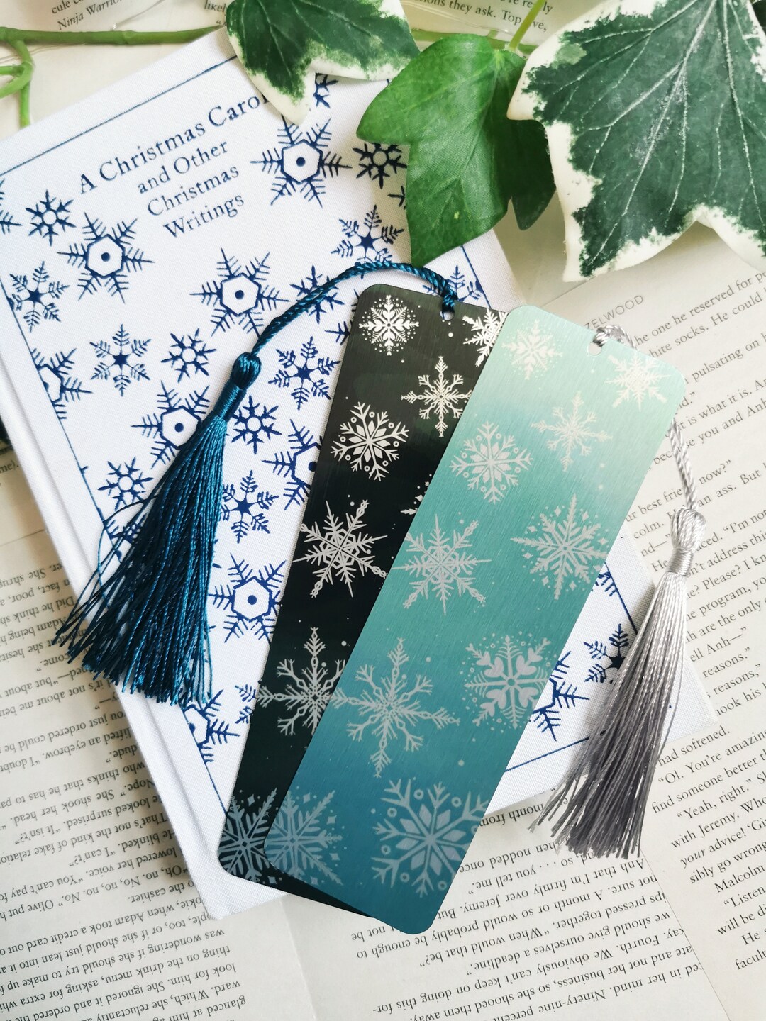 Snowflake Frozen Aluminium Bookmark Cute & Pretty Winter Tassel Bookish ...