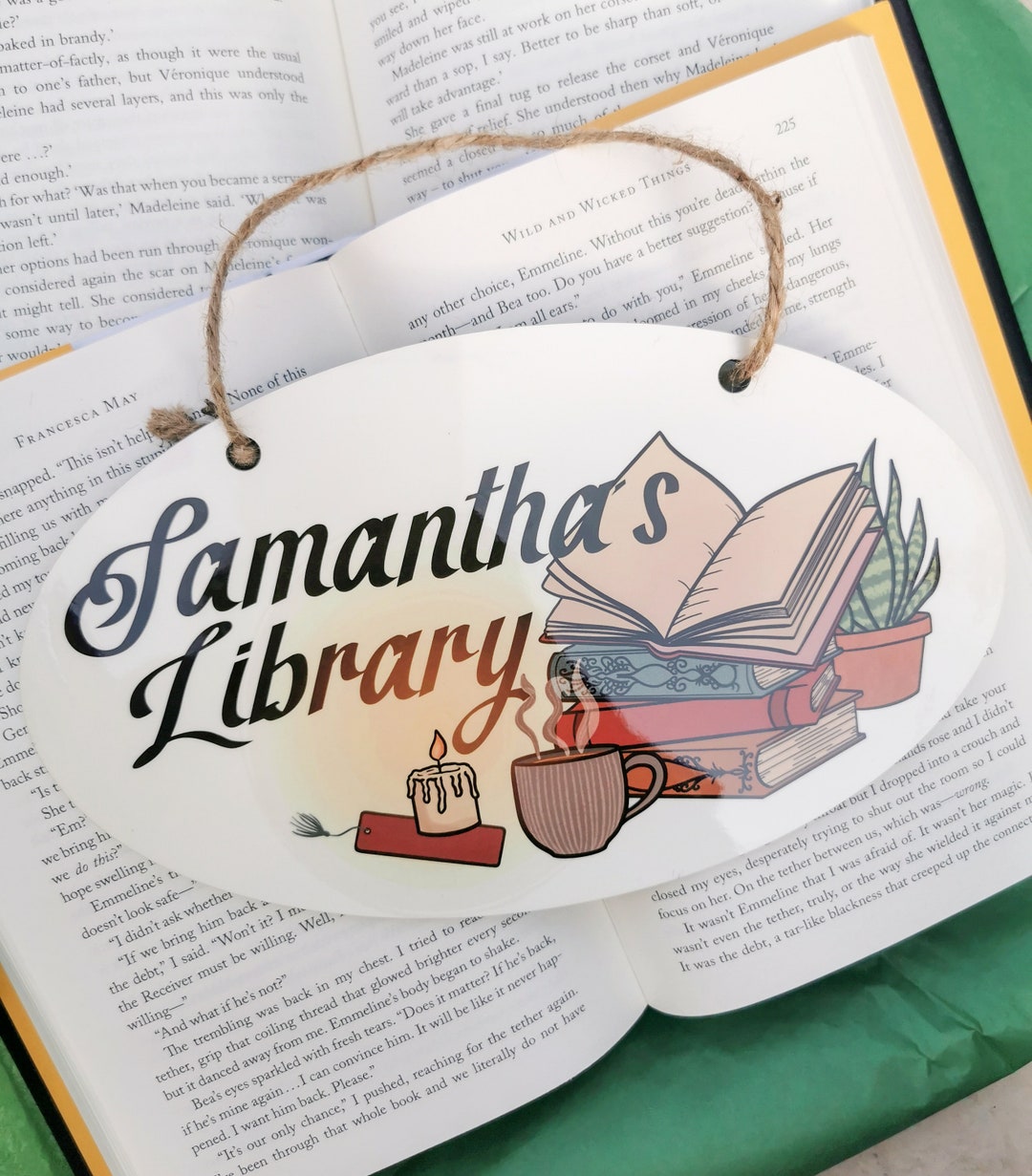 Personalised Library Sign | Bookshelf Decor | Bookish Gift | MDF Sign ...