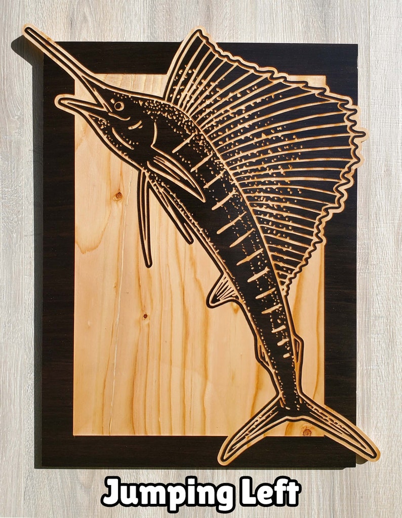 Sailfish Wood Carving Wall Hanging Sign Sport Fishing Decor Sailfish ...