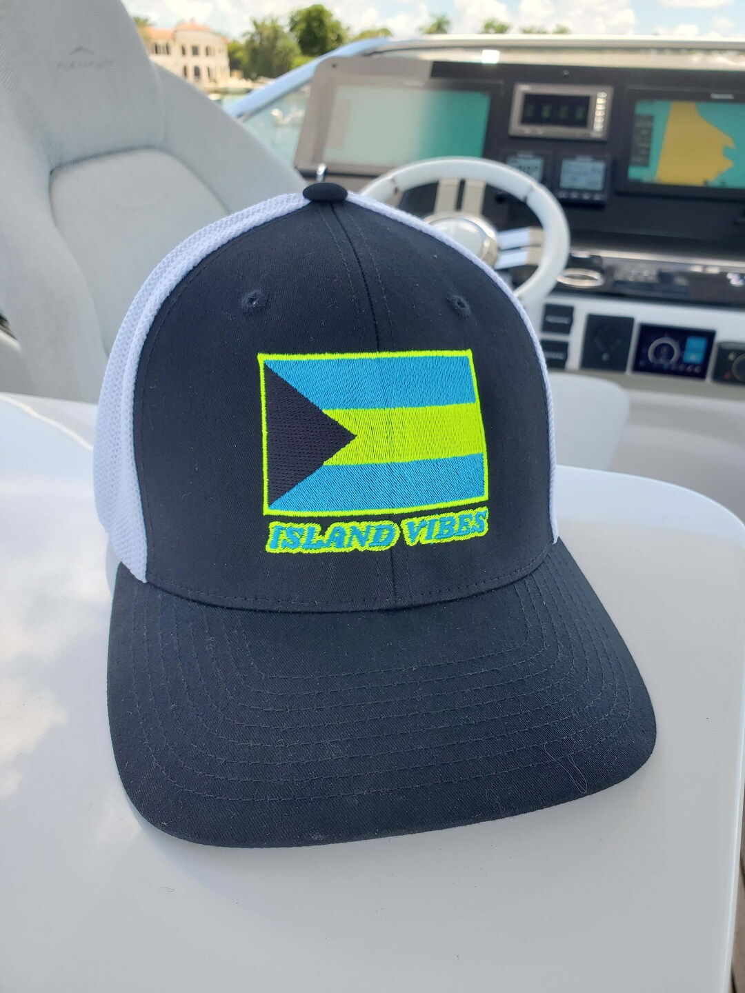 Bahamas Flag Hat Flexfit Trucker Hat, Island Vibes Flag of the Bahamas ...