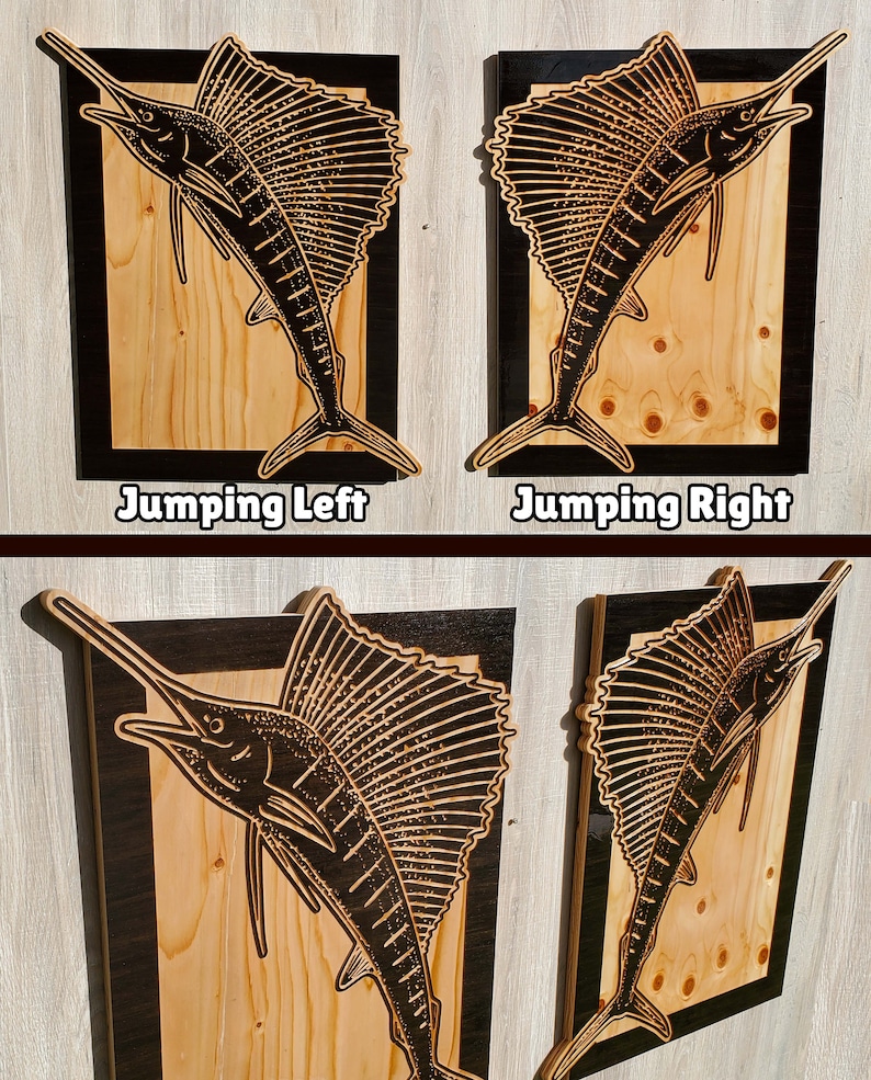 Sailfish Wood Carving Wall Hanging Sign Sport Fishing Decor Sailfish ...