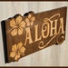 ALOHA Sign With FLOWERS Carved Wooden Wall Hanging Art Work - Etsy