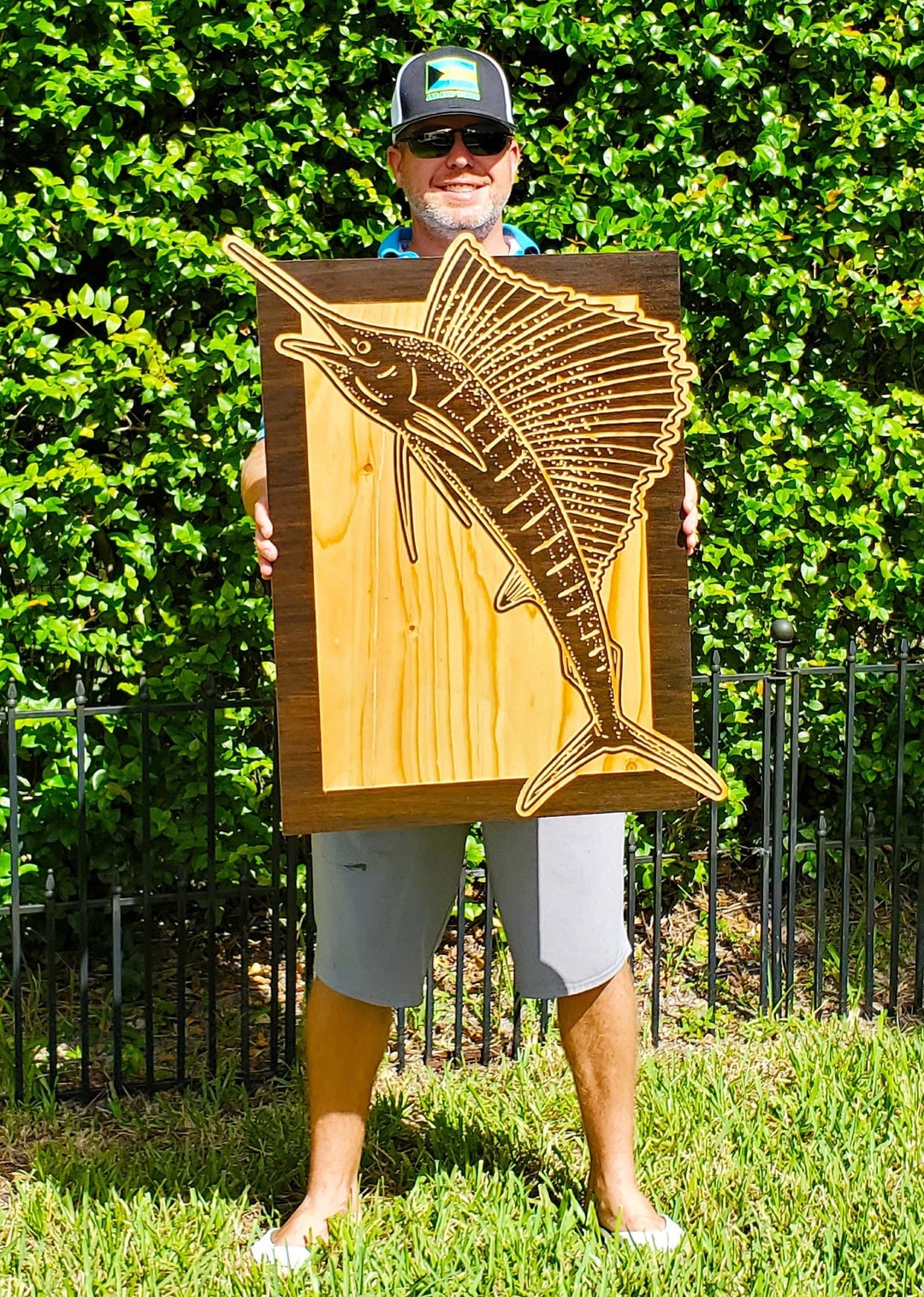 Sailfish Wood Carving Wall Hanging Sign Sport Fishing Decor Sailfish ...