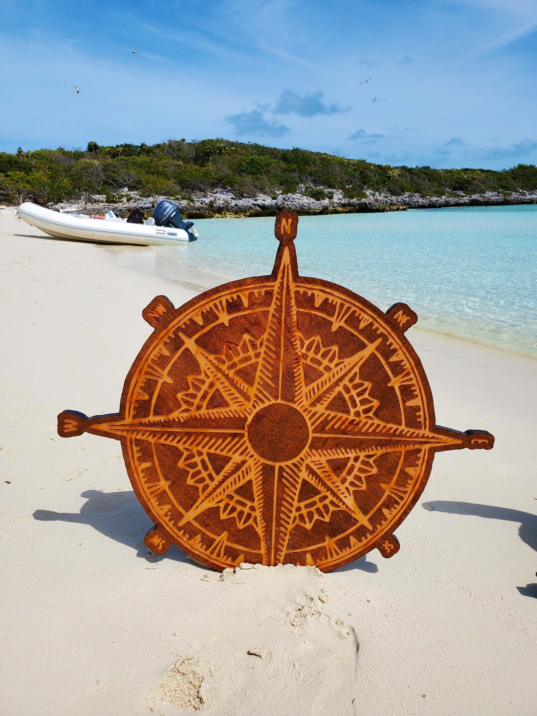Nautical Compass Rose Stained Wood Carving, Decorate Your Home ...