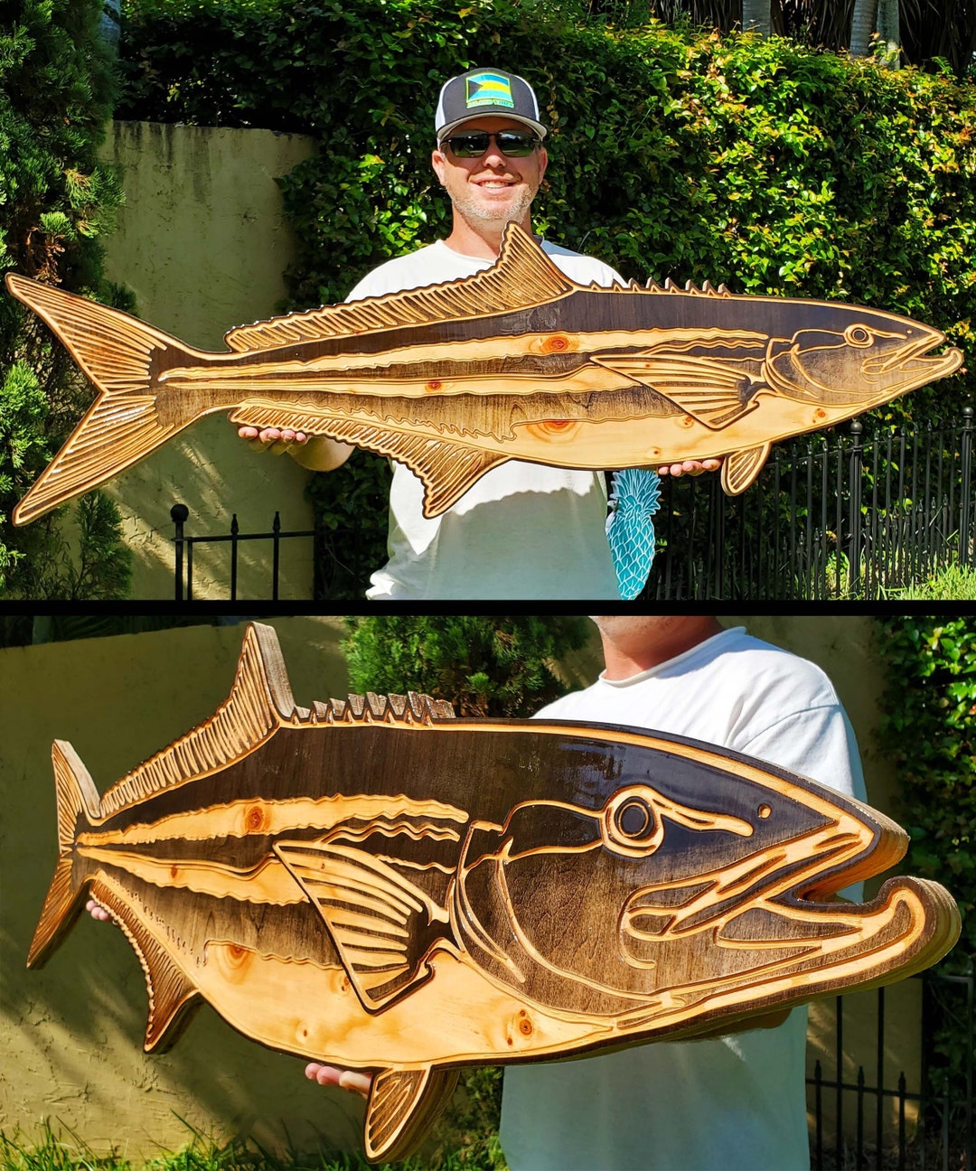 Cobia Wall Decoration Fish Sign Carved Wooden Cobia Wall Art Decor ...