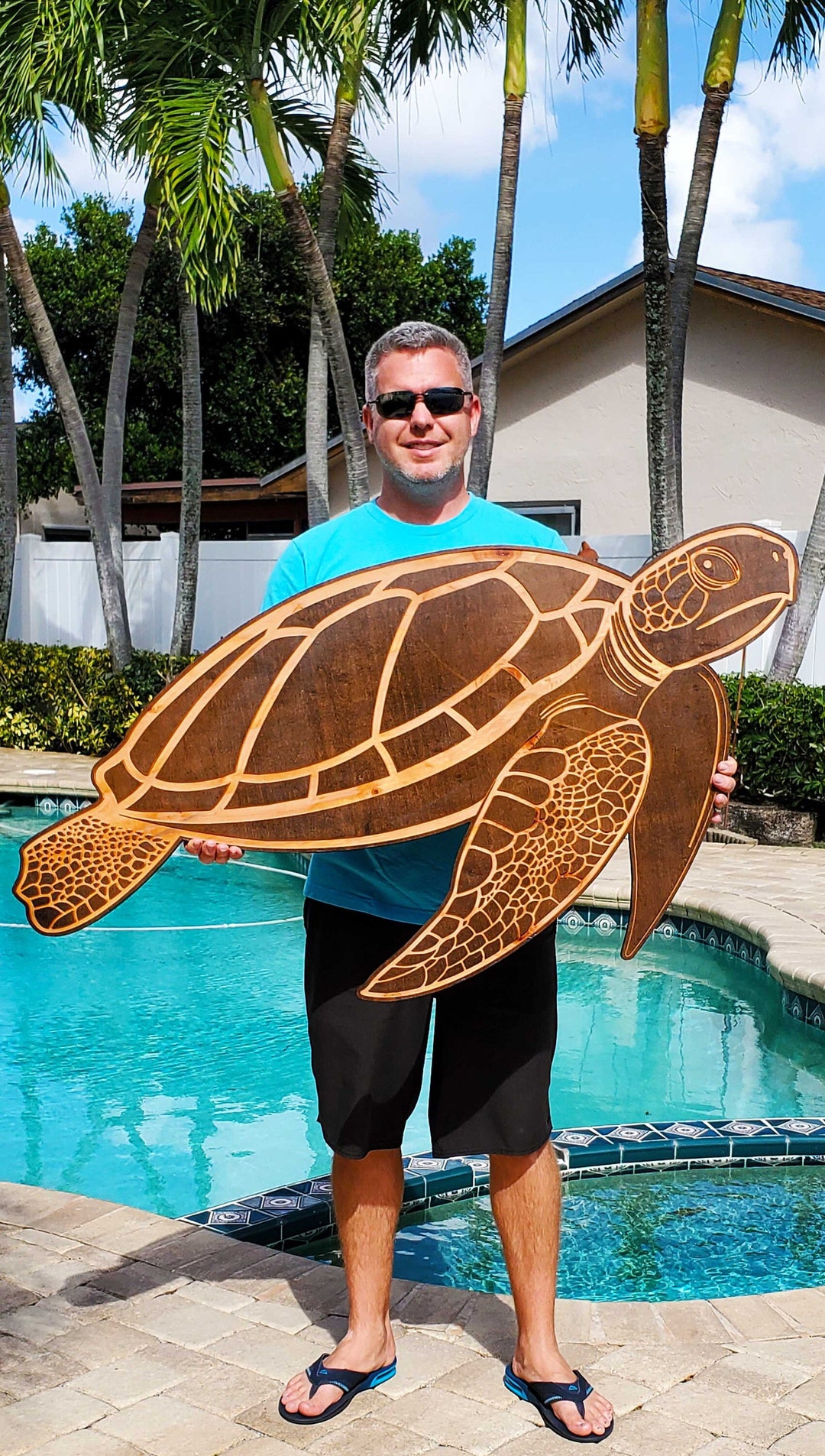 Loggerhead Sea Turtle Wood Carving Wall Art, Sea Turtle Made Out of ...