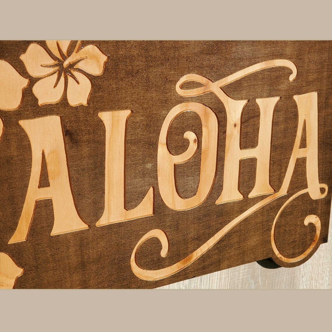 ALOHA Sign With FLOWERS Carved Wooden Wall Hanging Art Work - Etsy