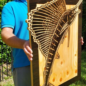 Sailfish Wood Carving Wall Hanging Sign Sport Fishing Decor Sailfish ...