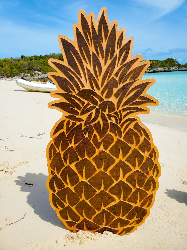 Carved Wooden PINEAPPLE Art Work Wall Hanging Decor, Carving Made Out ...