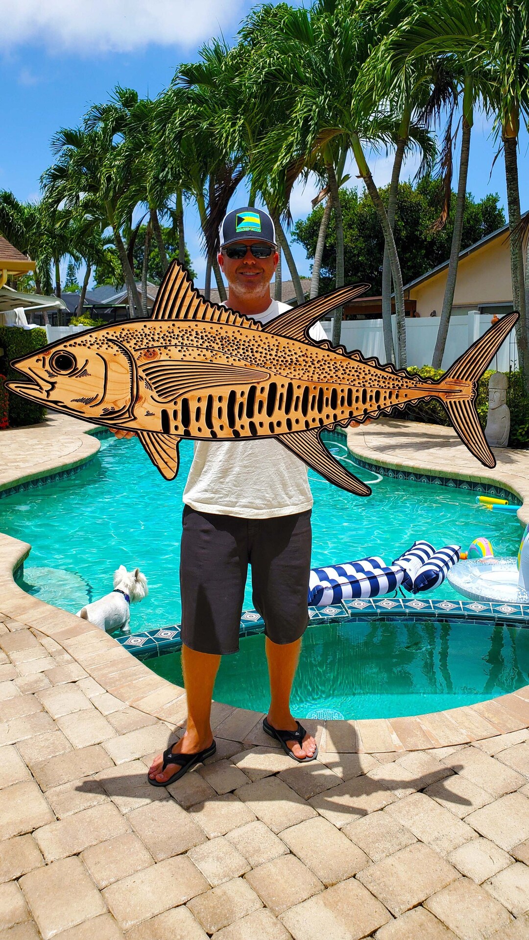 Yellowfin Tuna Decoration Wall Hanging Wood Carved Art Work Wooden ...