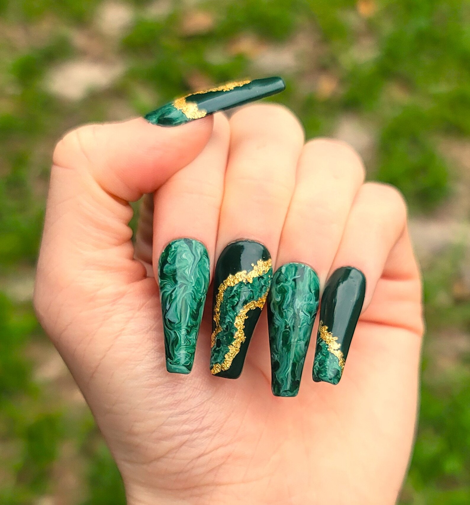 Emerald Green Press on Nails/emerald Green Nails/emerald Green - Etsy