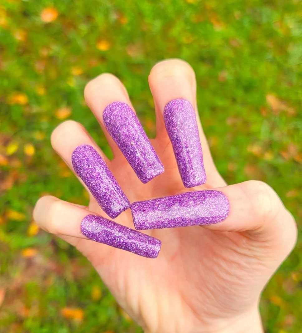 Purple Sparkly Press on Nails/sparkly Purple Press on - Etsy