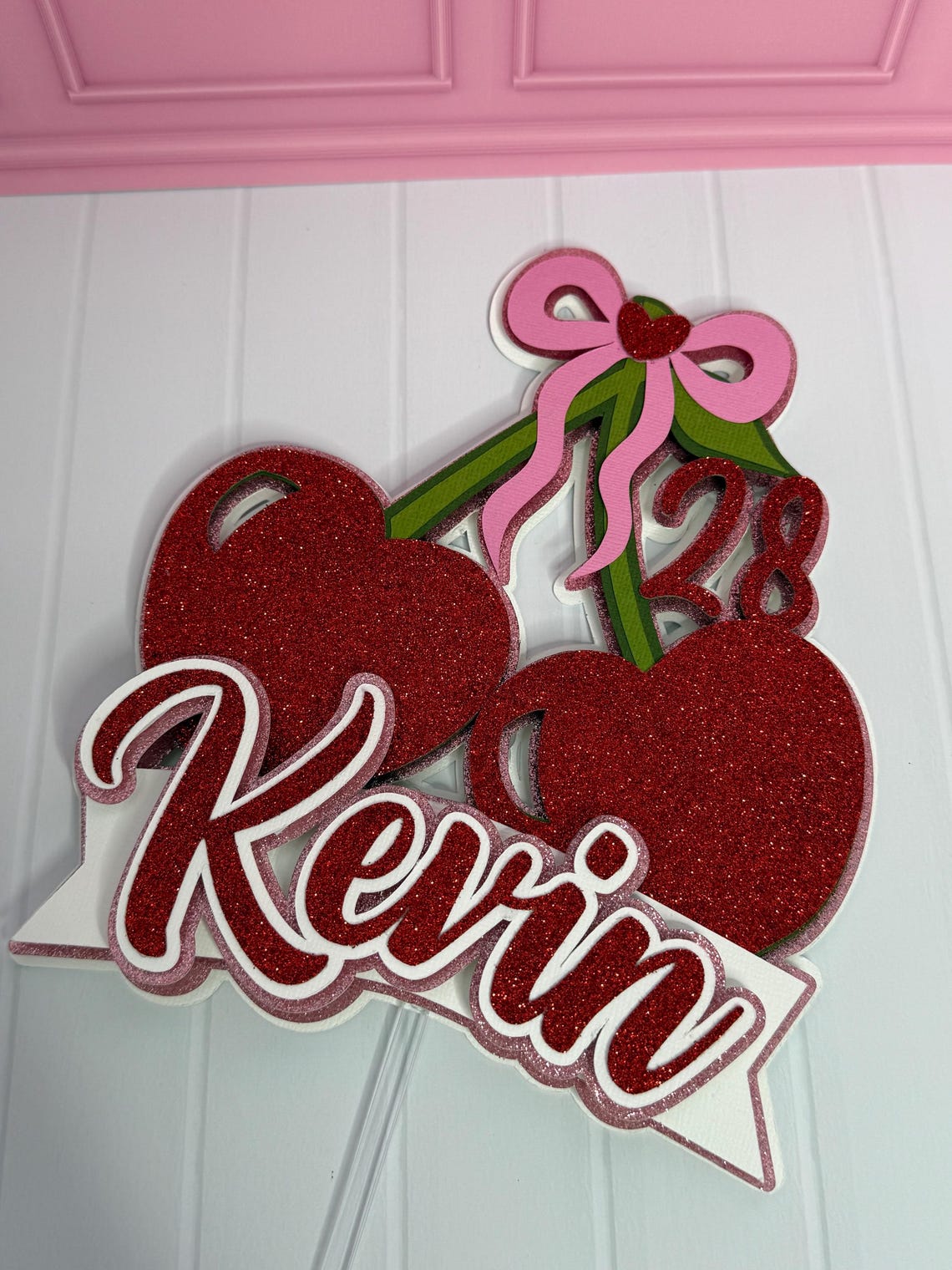 Cherry and Bow Cake Topper First Birthday Party Decorations Coquette ...