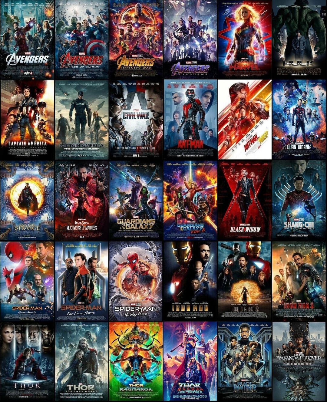 MCU Marvel Cinematic Universe Movie Poster Collection Set of - Etsy