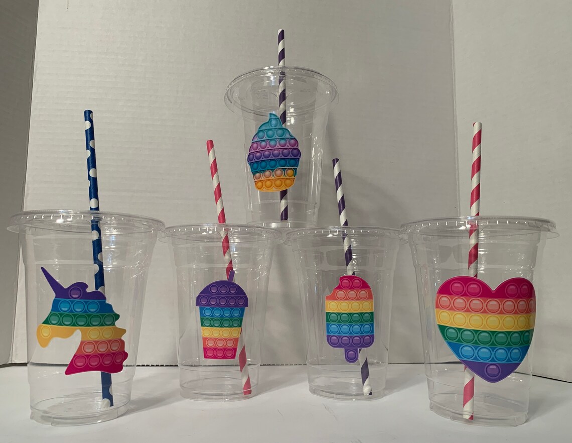 Pop It Themed Cups With Lids and Straws Pop It Cups Pop It | Etsy