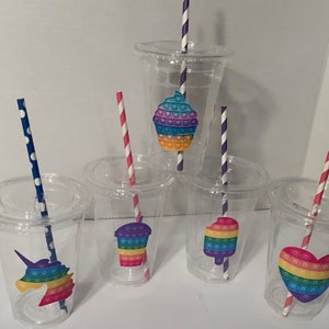 Pop It Themed Cups With Lids and Straws, Pop It Cups, Pop It Favors - Etsy