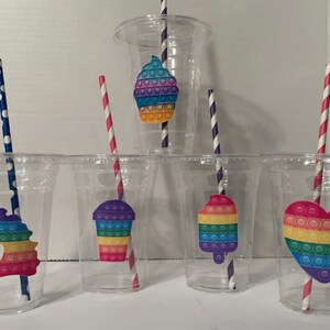 Pop It Themed Cups With Lids and Straws, Pop It Cups, Pop It Favors - Etsy
