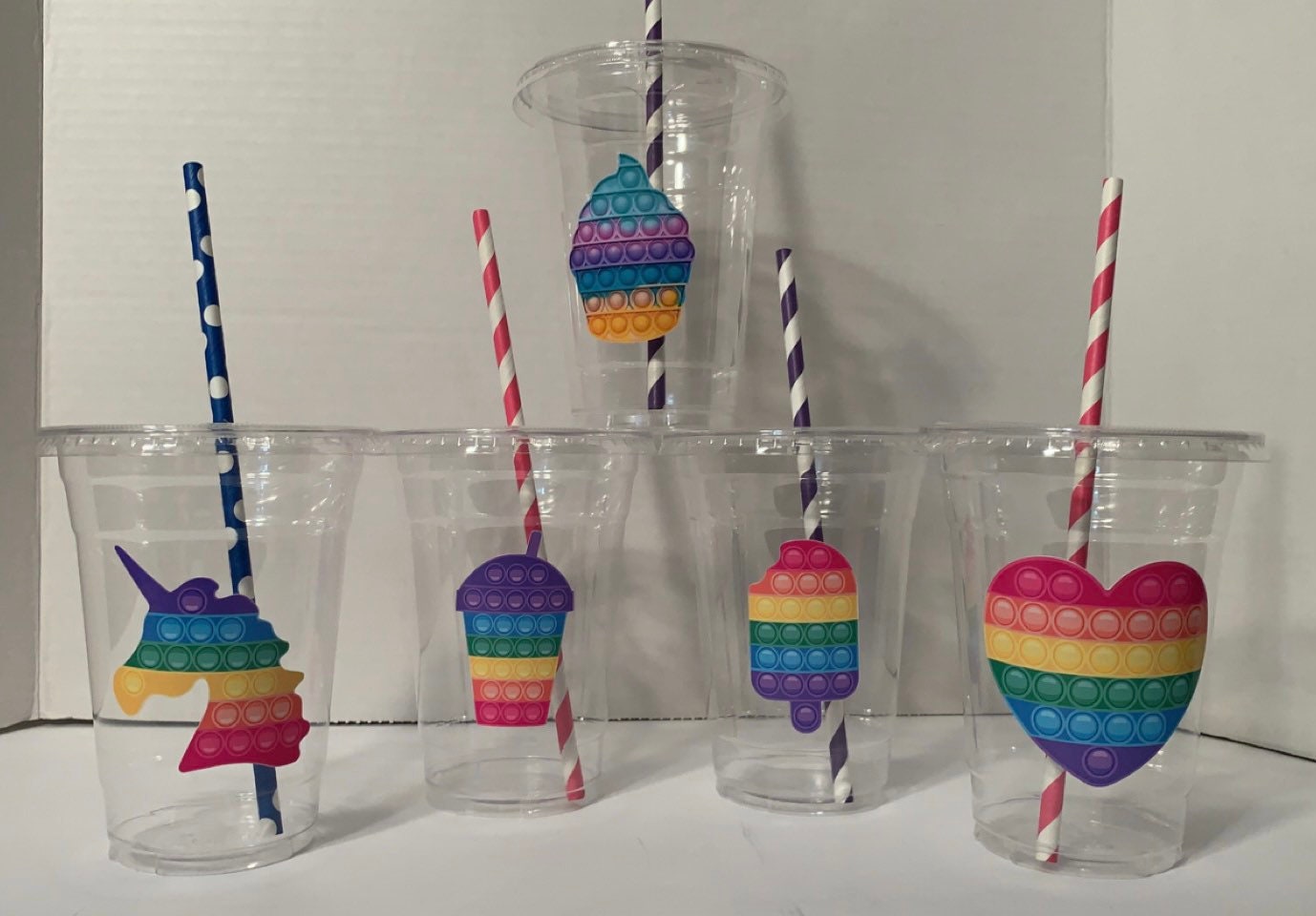Pop It Themed Cups With Lids and Straws Pop It Cups Pop It | Etsy