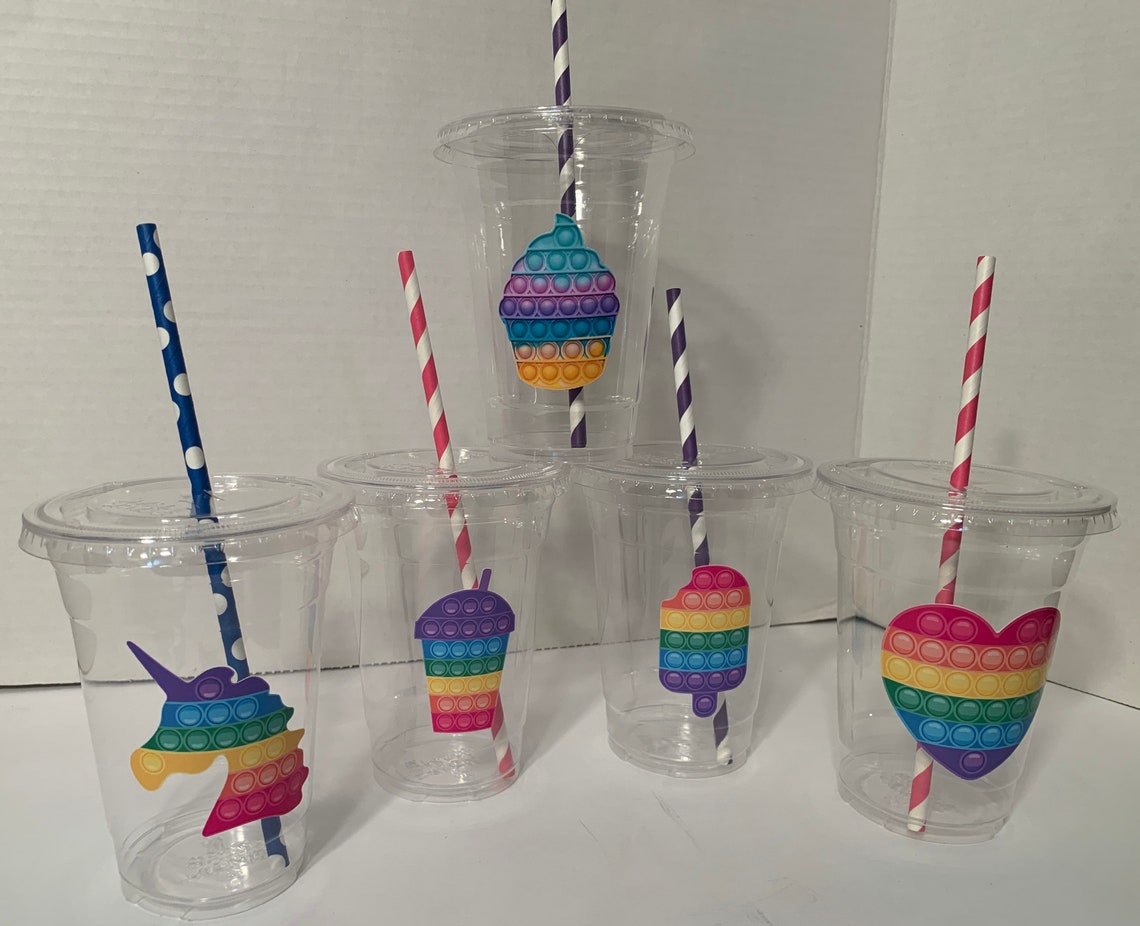 Pop It Themed Cups With Lids and Straws Pop It Cups Pop It | Etsy