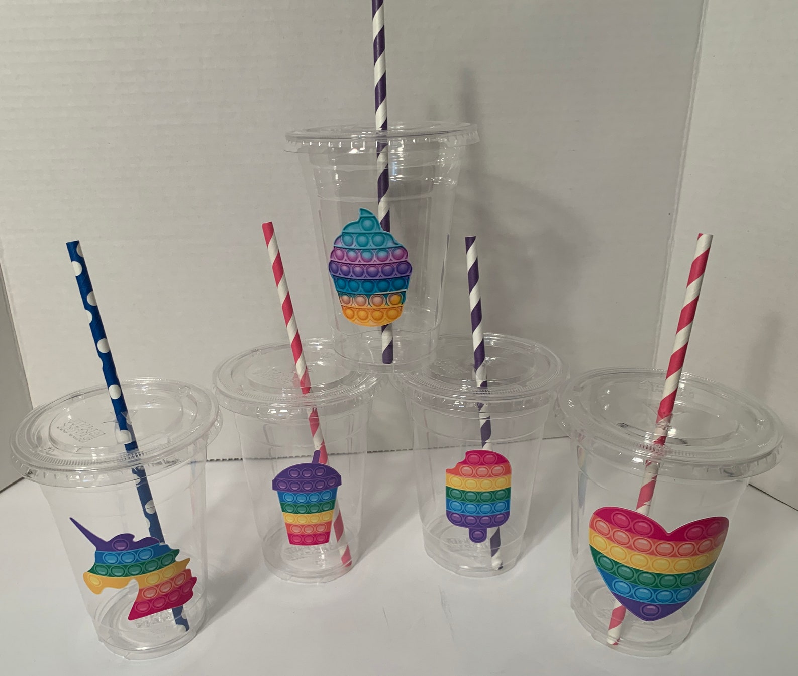 Pop It Themed Cups With Lids and Straws Pop It Cups Pop It | Etsy