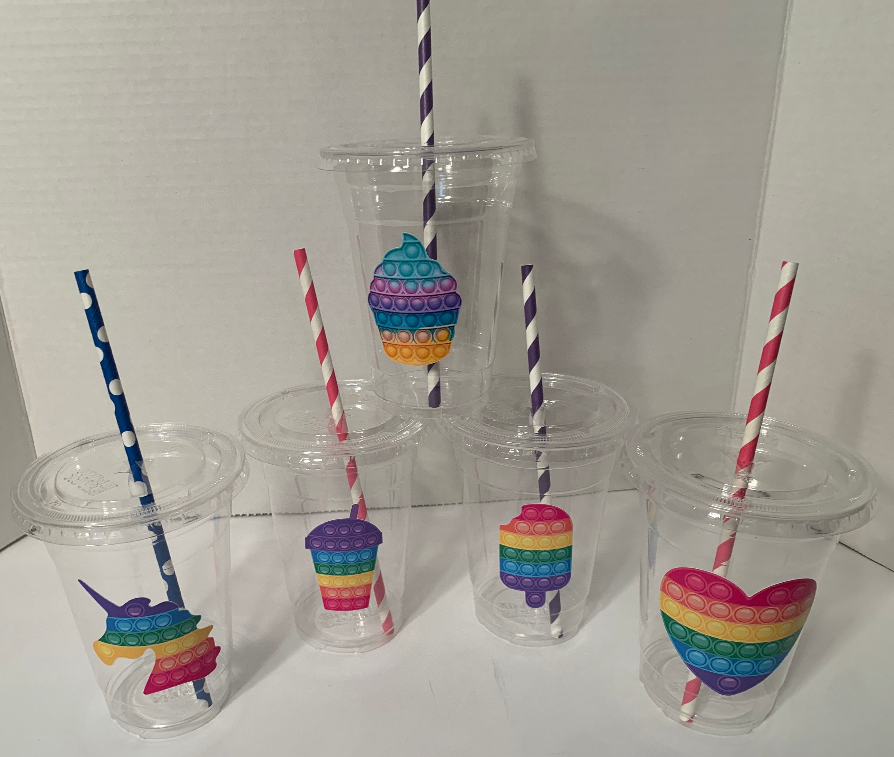 Pop It Themed Cups With Lids and Straws Pop It Cups Pop It | Etsy