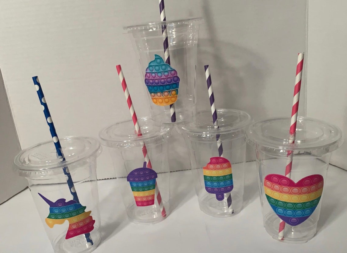 Pop It Themed Cups With Lids and Straws Pop It Cups Pop It - Etsy