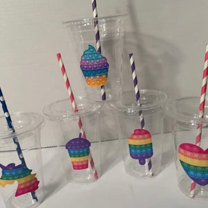 Pop It Themed Cups With Lids and Straws, Pop It Cups, Pop It Favors - Etsy