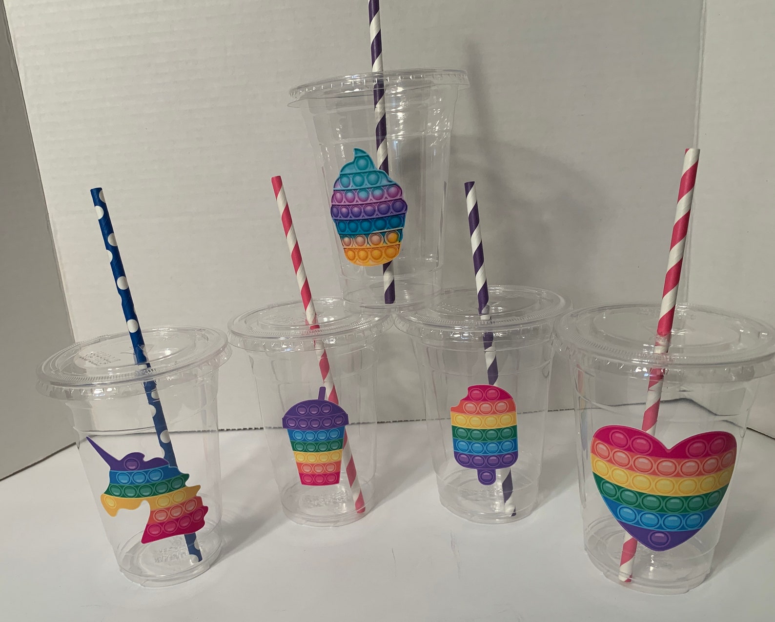 Pop It Themed Cups With Lids and Straws Pop It Cups Pop It | Etsy