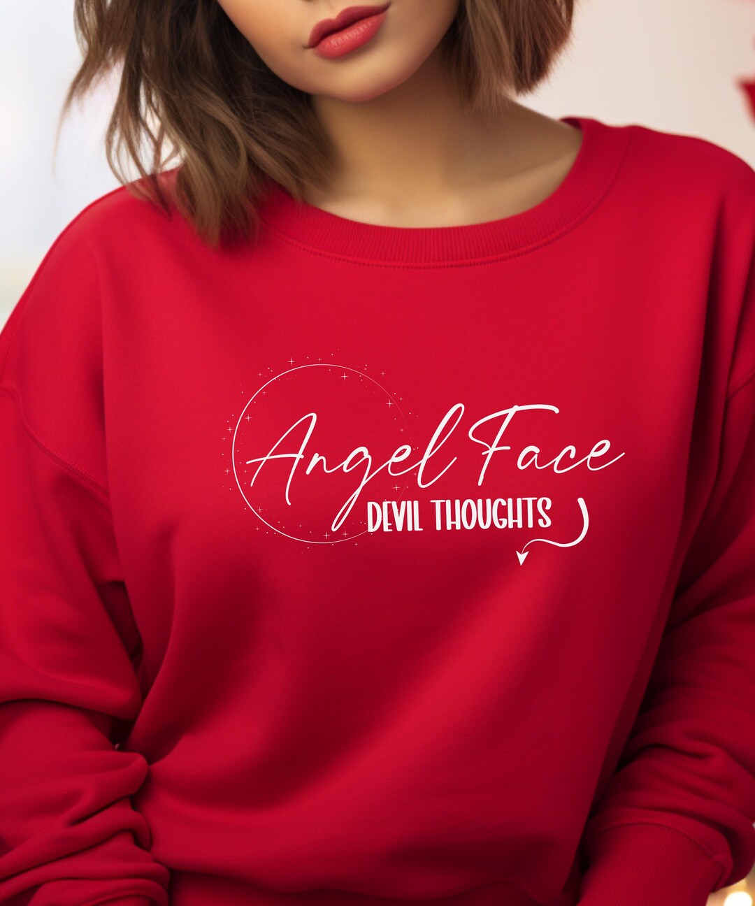 Angel Face Devil Thoughts Shirt, Valentine Sweatshirt, Angel and Devil, Devilish Thoughts, Dirty ...