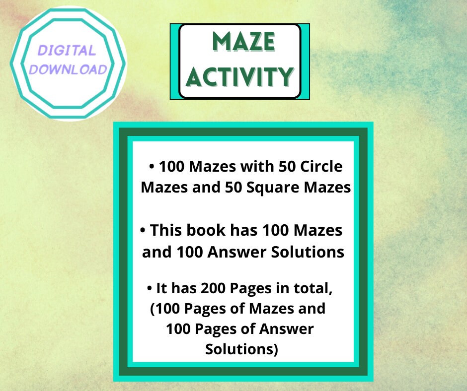 Fun and Challenging Mazes for Kids Activities, 100 Mazes and Solutions ...