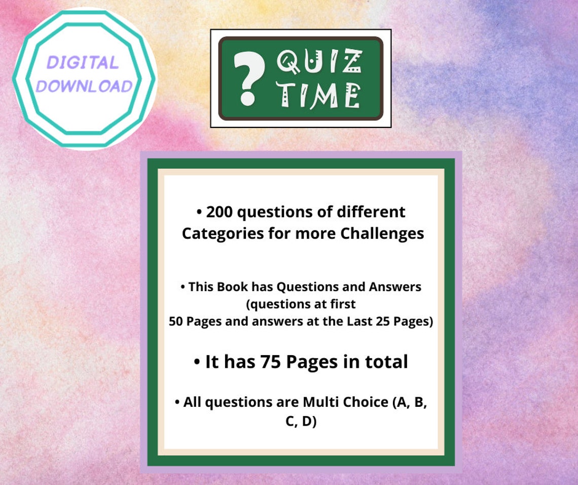 Trivia Questions, 200 Quiz Questions With Answers Book, Fun Memory ...