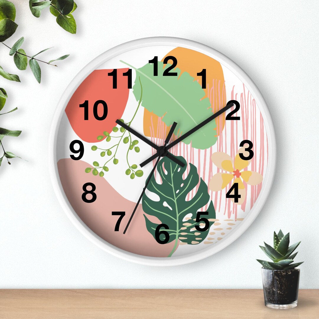 Boho Wall Clock With Numbers, Minimalist Boho Home Decor, Modern Wall ...