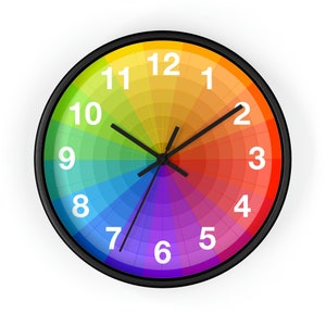 Color Wheel Wall Clock With Numbers, RGB Rainbow Modern Simple Design ...