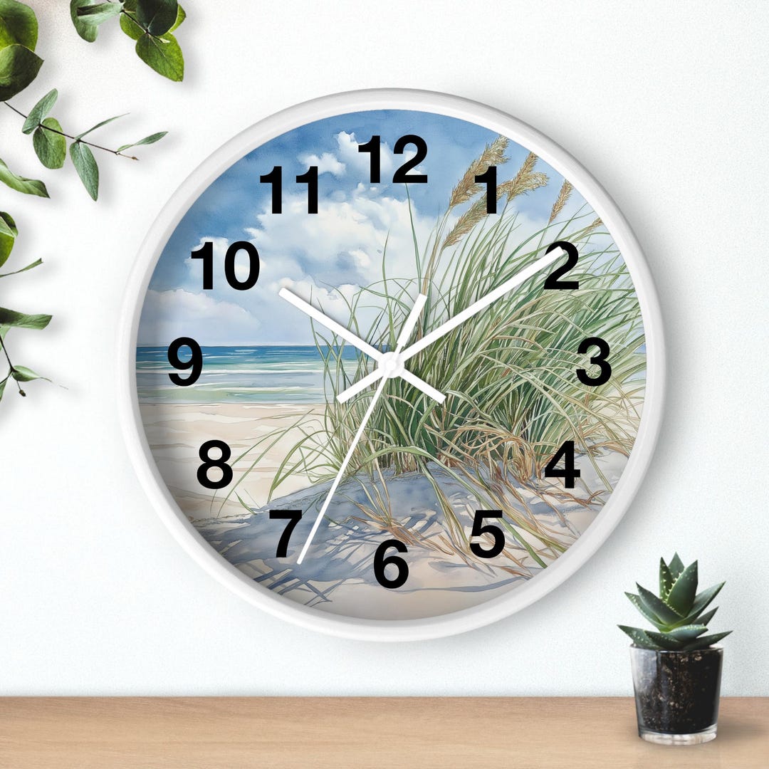 Beach Wall Clock, Beach Grass Decor, Tropical Clock, Florida Clock ...