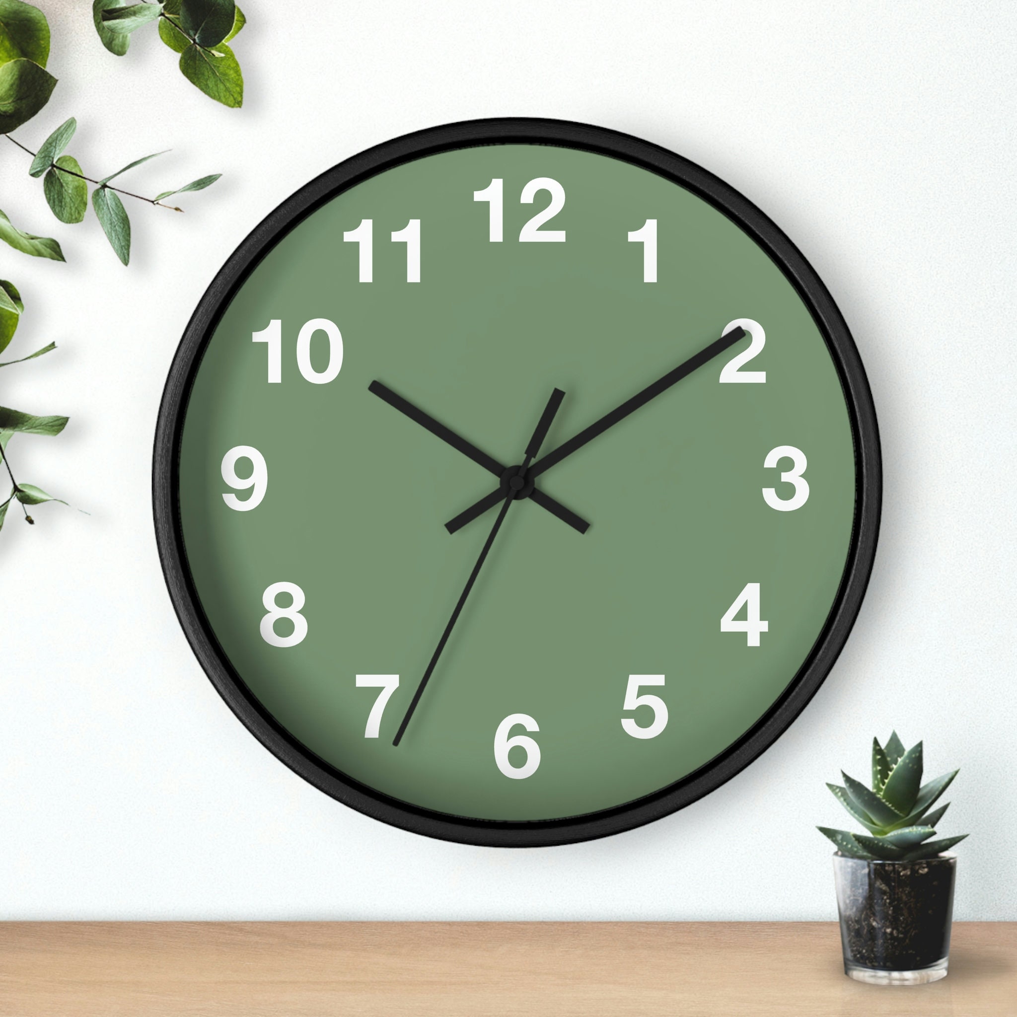 Military Green Wall Clock With Numbers, Modern Simple Design Clock - Etsy