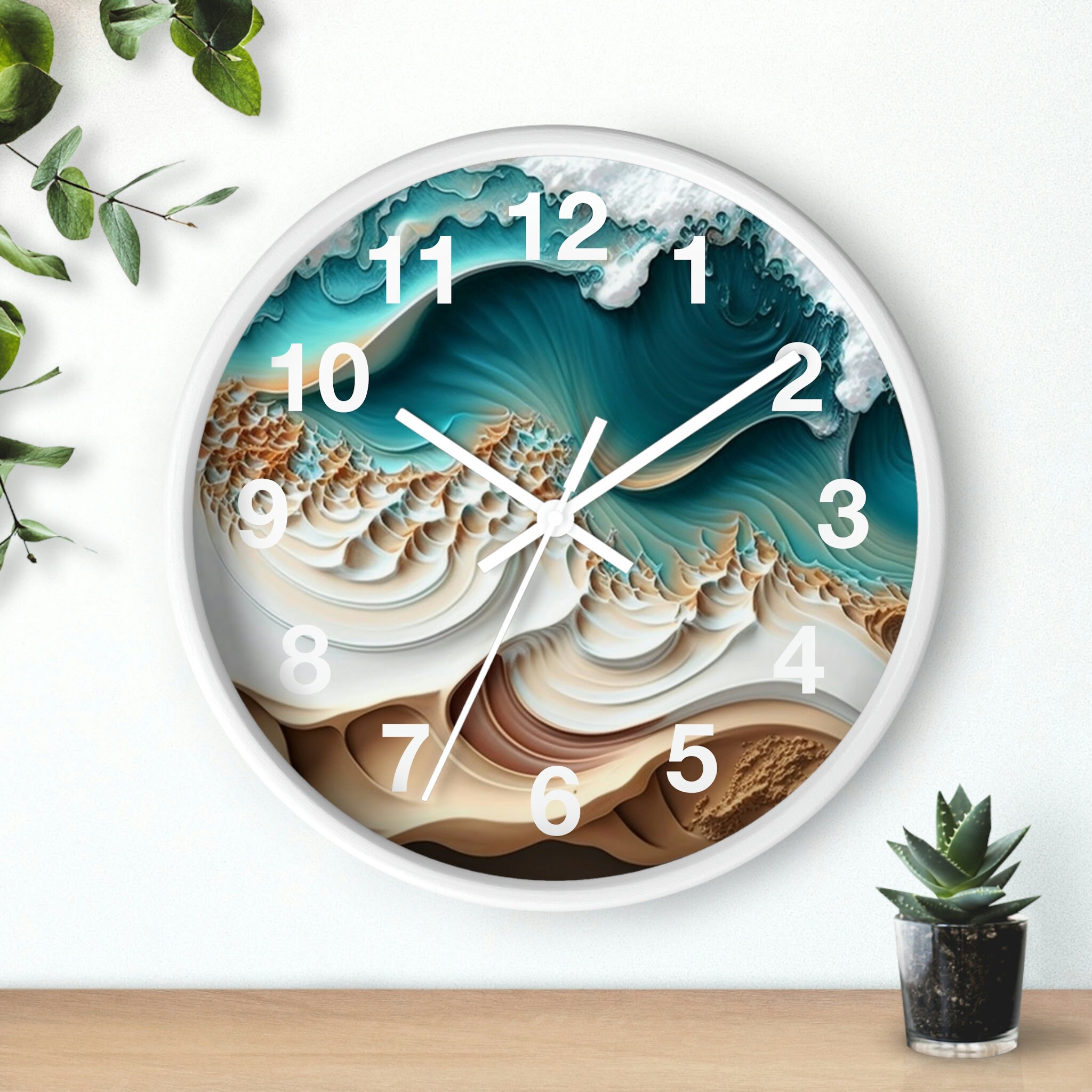 Beach Wall Clock With Numbers Beach House Coastal Home Decor - Etsy