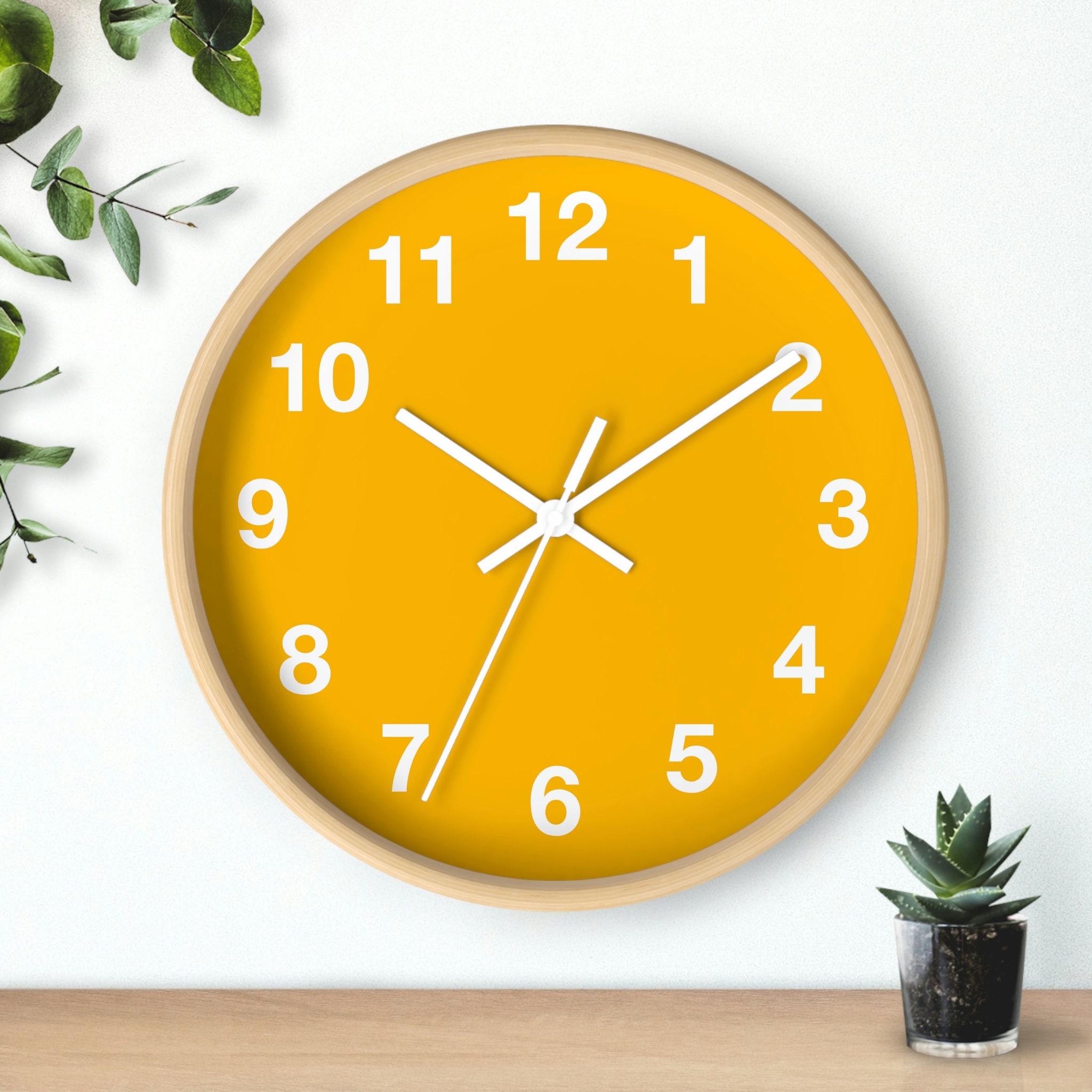 Yellow Wall Clock With Numbers, Modern Simple Design Clock - Etsy