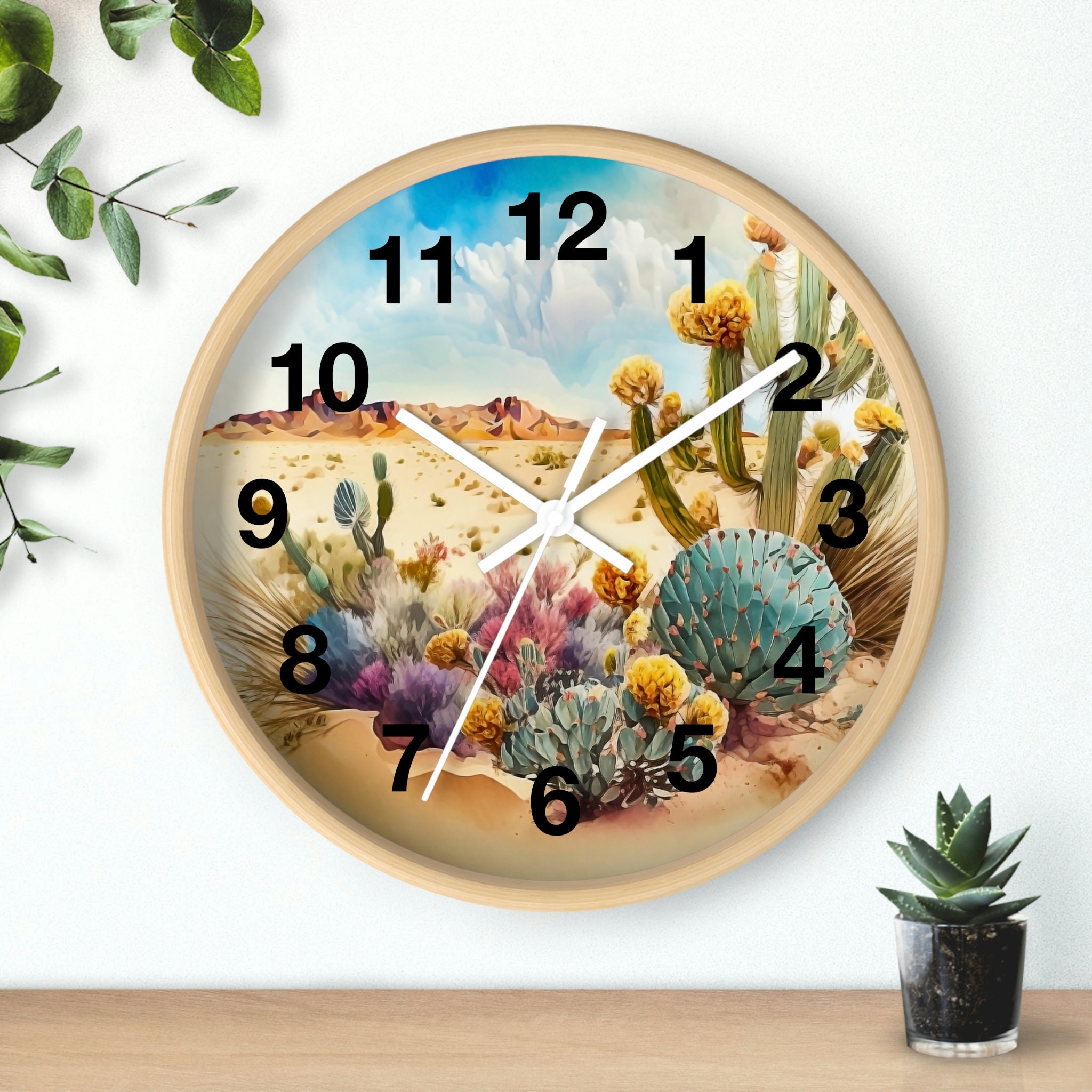 Desert Wall Clock With Numbers, Cactus Home Decor, Desert Wall Decor ...
